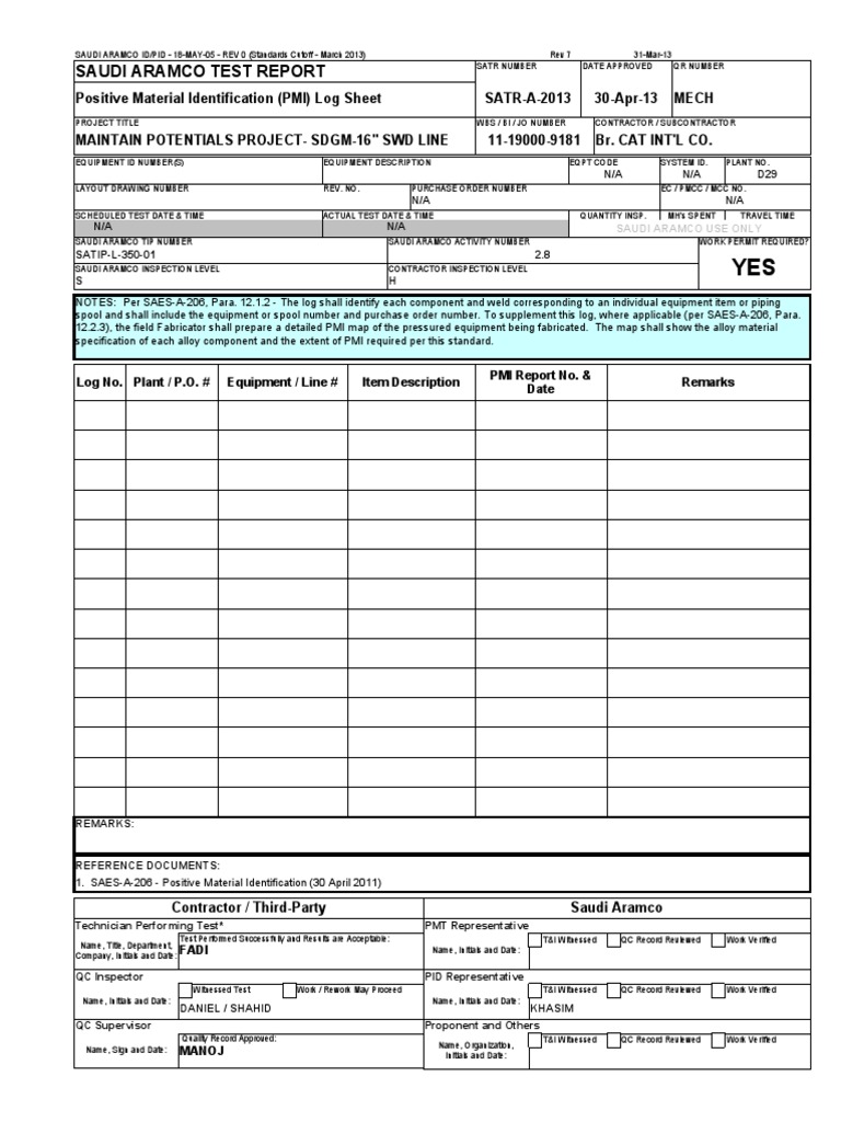 Saudi Aramco Test Report | PDF | Specification (Technical Standard)