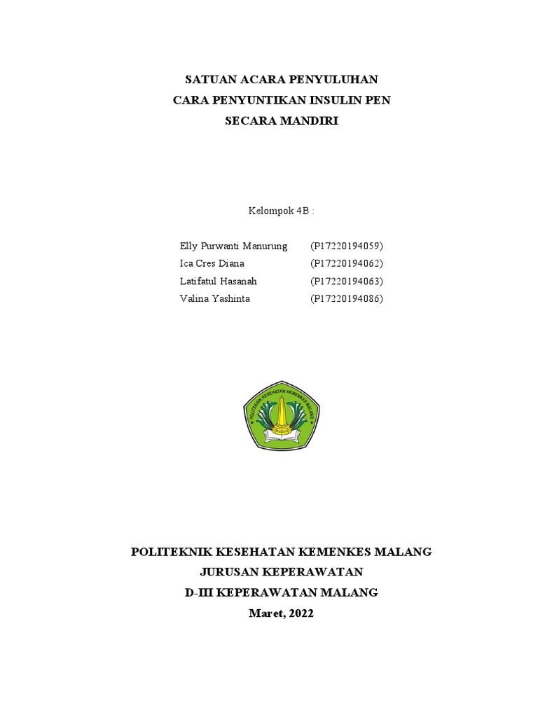 Sap Penyuntikan Insulin Pen KMB Ii | PDF