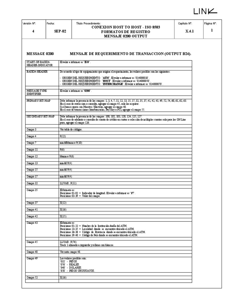 C-X-4-1 - Mensaje 0200 Output - Conex - Host To Host - ISO8583 ...