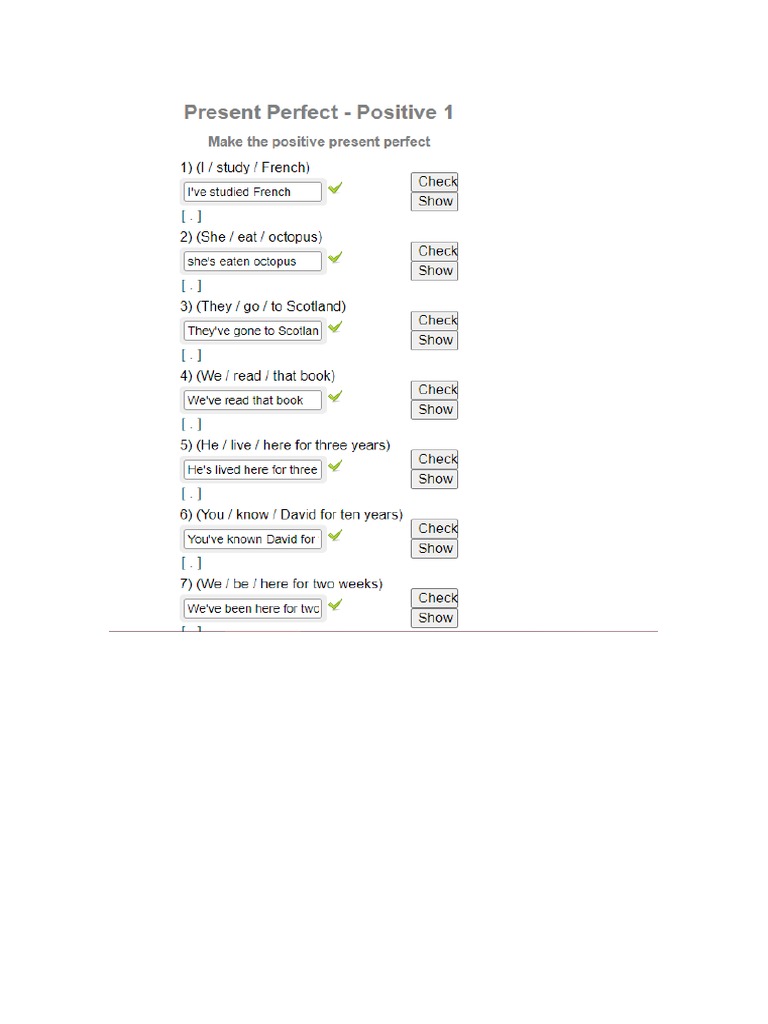 Present Perfect Positive | PDF