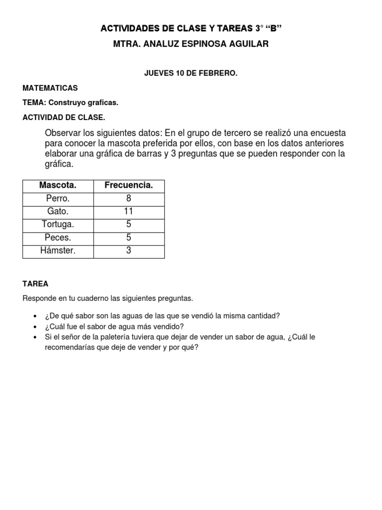 Actividades de Clase 3° "B" - Matemáticas y Ciencias | PDF | Artes del ...