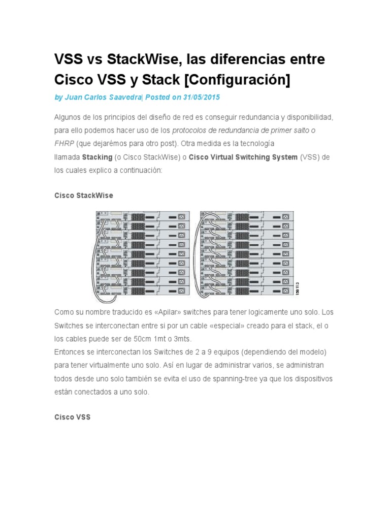 Cisco VSS vs StackWise Explained | PDF | Telecommunications ...