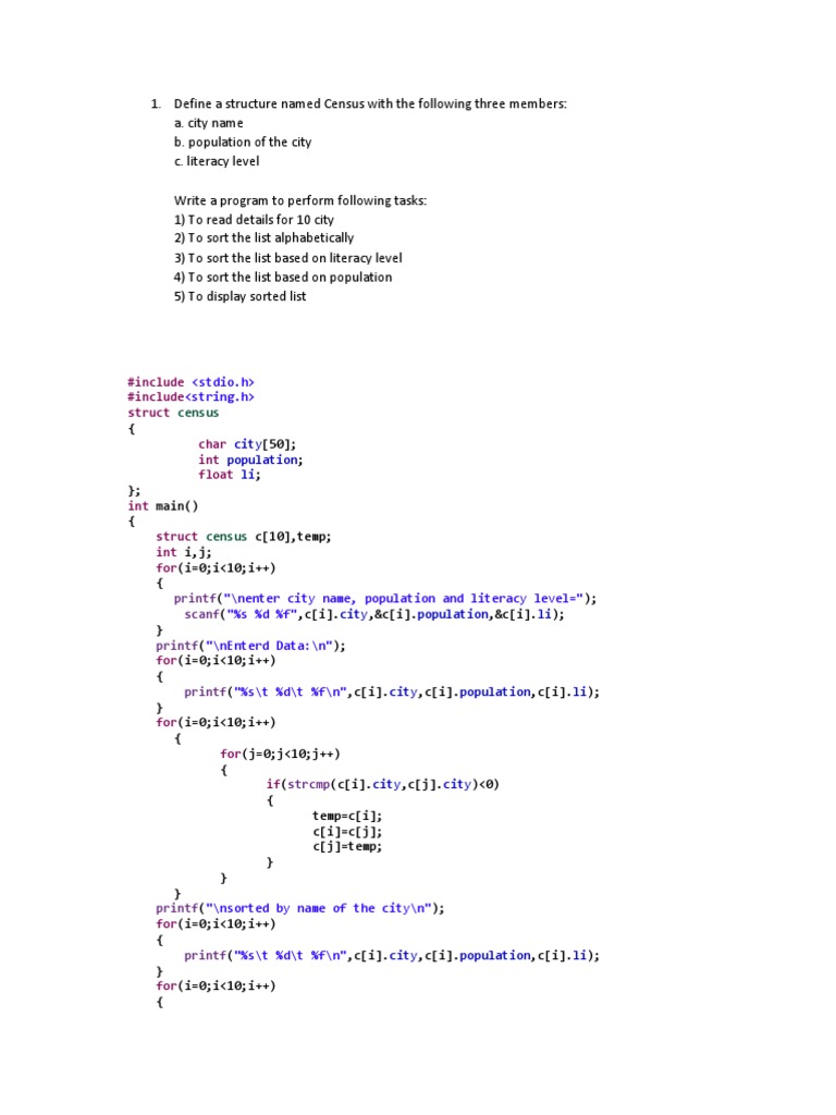 #Include #Include Struct Char Int Float Int Struct Int For | Download Free PDF | Computer ...