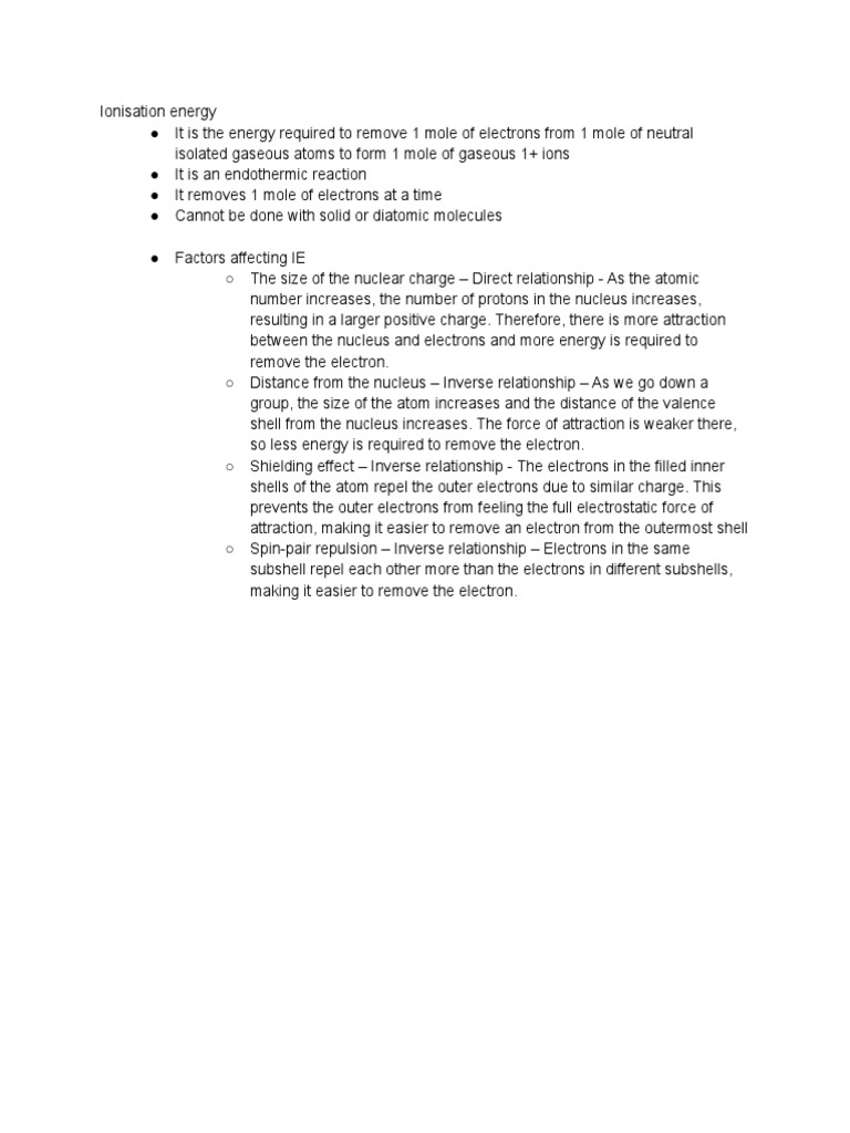 Understanding Ionisation Energy | PDF