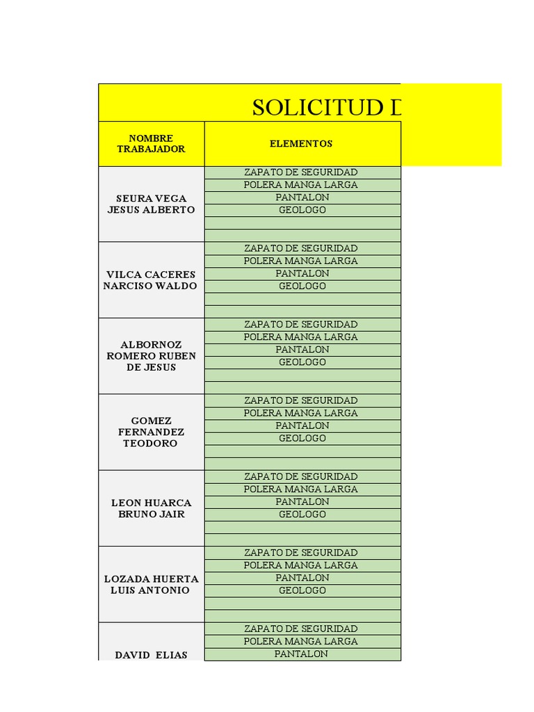 Solicitud de Epp | PDF