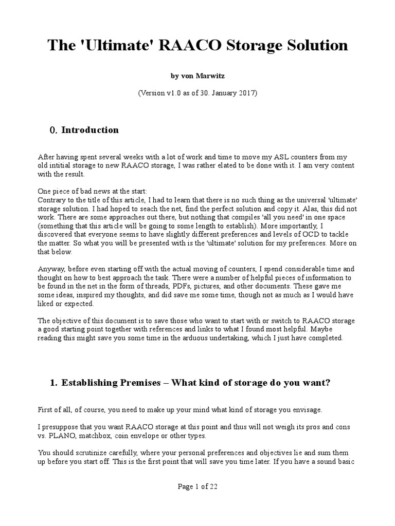 ASL RAACO Storage Guide | PDF