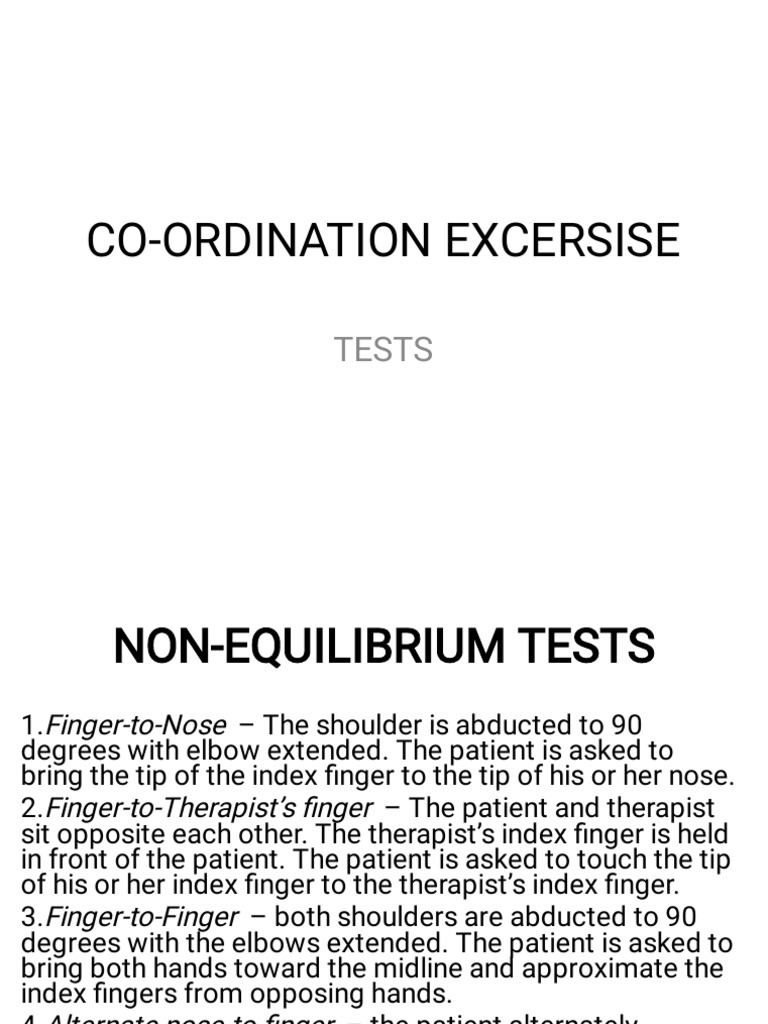 Coordination Assessment and Physiotherapy Treatment Techniques for ...
