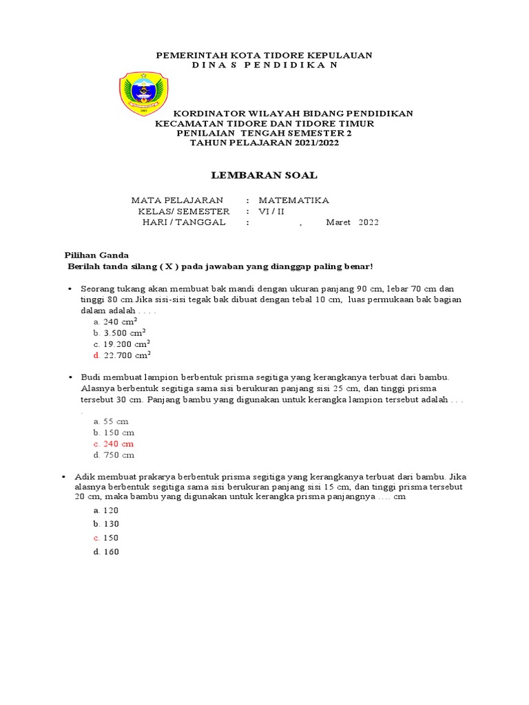 Soal Pts Gabungan | PDF | Metode & Bahan Ajar | Seni