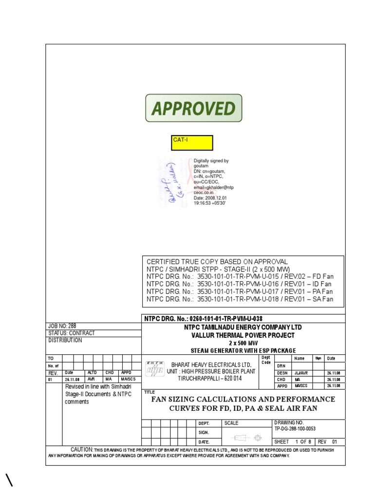 PVM Calculation for Vallur TPP Fans | PDF | Duct (Flow) | Applied And ...