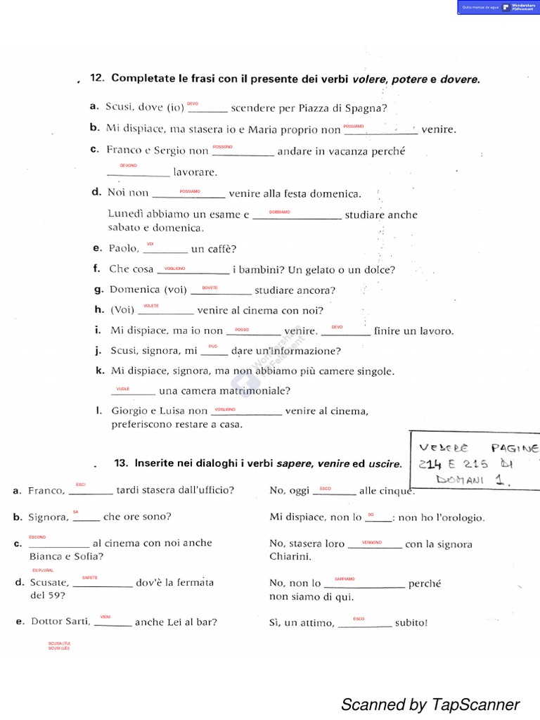 Verbi Irregolari Al Presente - Esercizi U8-1-2-Copiar | PDF