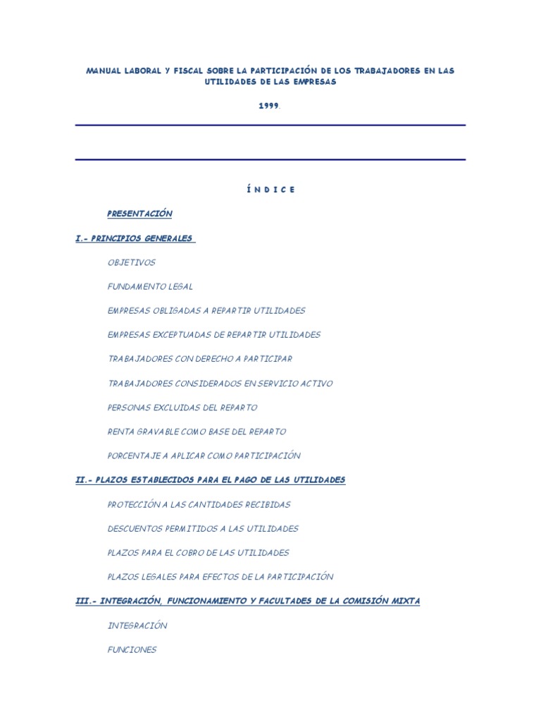 Manual Laboral y Fiscal Sobre La Participación de Los Trabajadores en Las Utilidades de Las ...