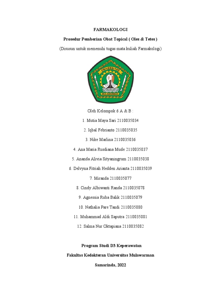 Prosedur Pemberian Obat Secara Topical & Oles | PDF