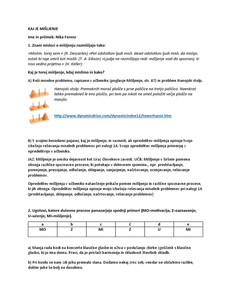 11 Kaj Je Mišljenje | PDF