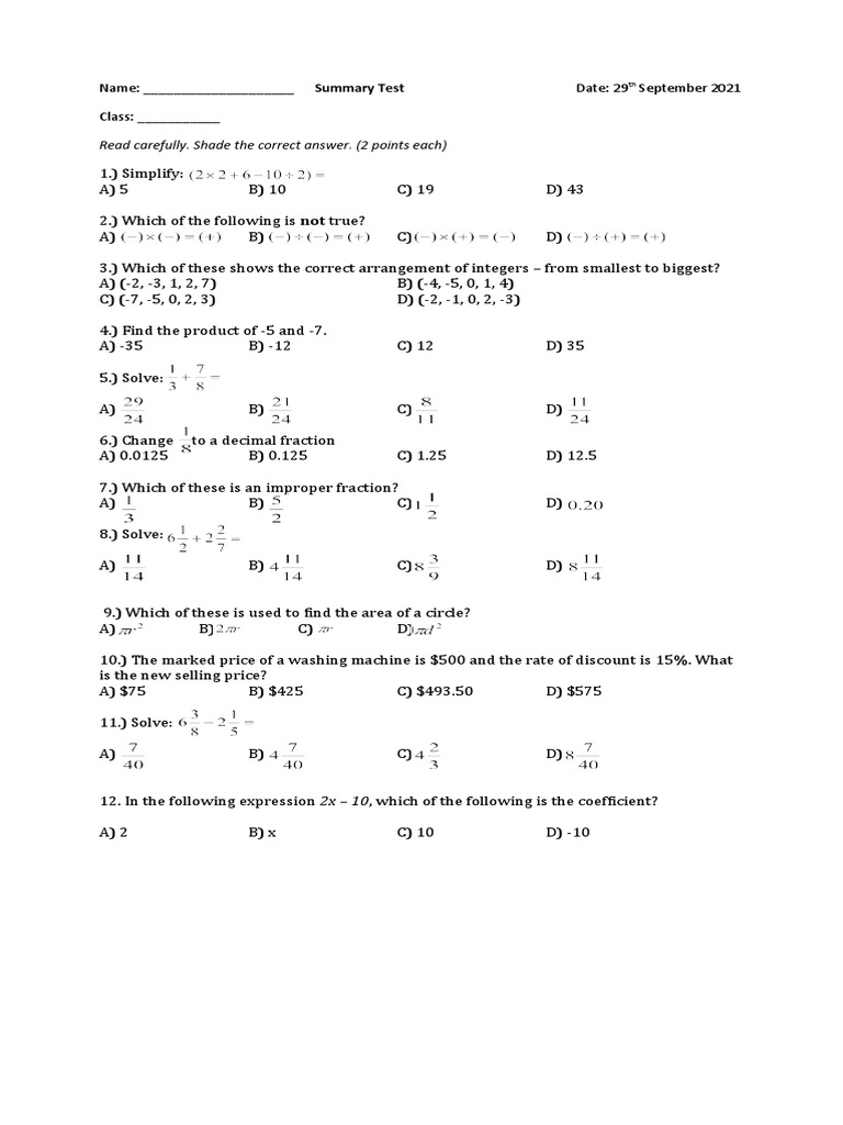 Read Carefully. Shade The Correct Answer. (2 Points Each) | PDF