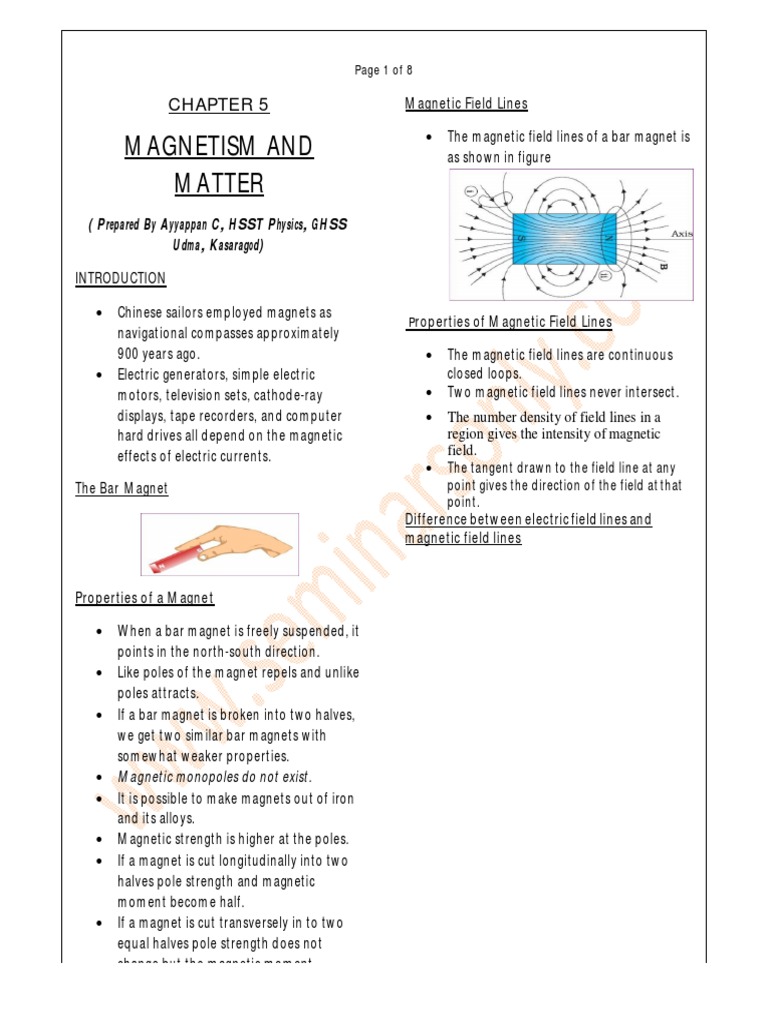 MAGNETISM AND MATTER Notes | PDF | Ferromagnetism | Magnetism