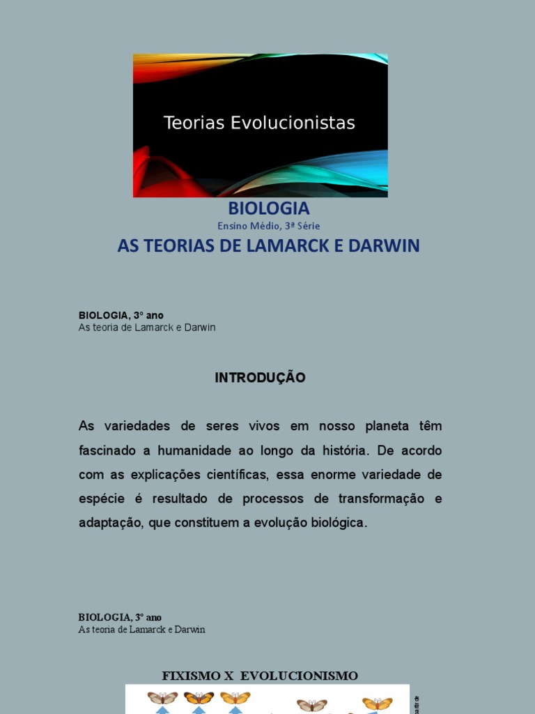 Teorias Evolucionistas | PDF | Charles Darwin | Biologia