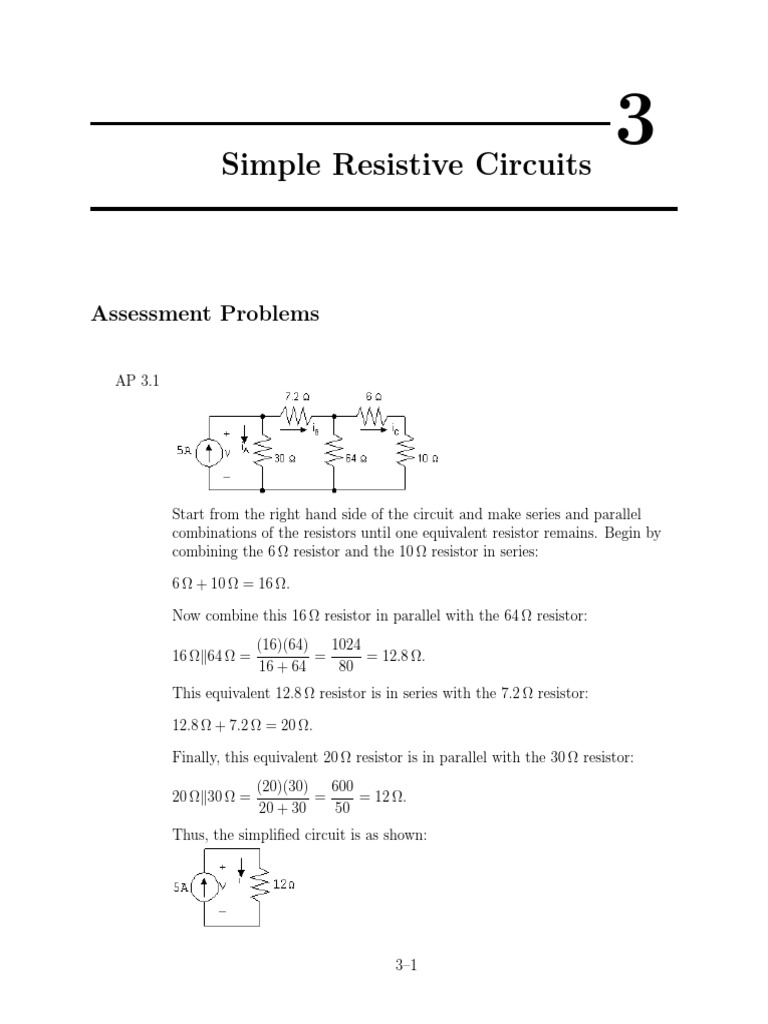 Simple Resistive Circuits: Assessment Problems | PDF | Series And Parallel Circuits | Resistor