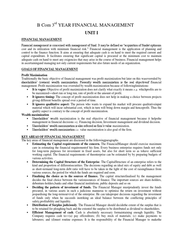 B.Com 3rd Year Financial Management Guide | PDF | Dividend | Net ...
