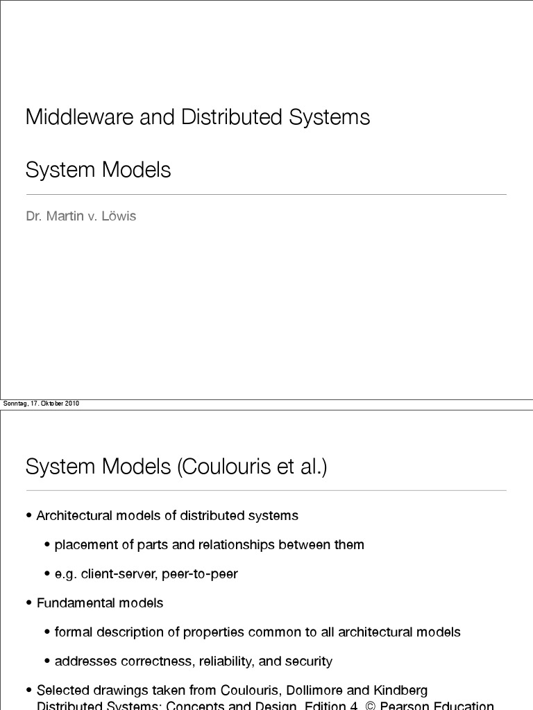 Middleware and Distributed Systems System Models: Dr. Martin v. Löwis | PDF | Client–Server ...