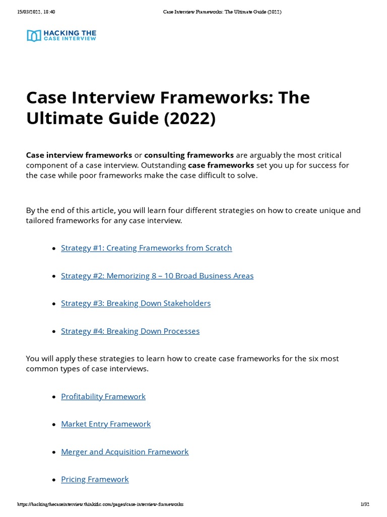 Case Interview Frameworks - The Ultimate Guide (2022) | PDF | Marketing ...