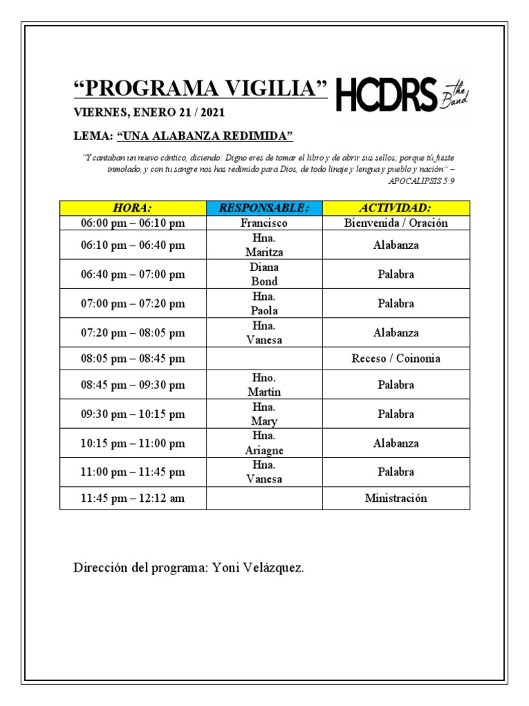 Programa de Vigilia | PDF