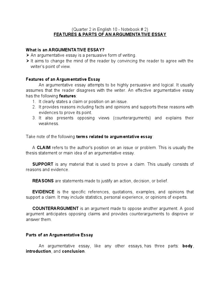 (Quarter 2 in English 10 - Notebook # 2) - FEATURES & PARTS OF AN ...