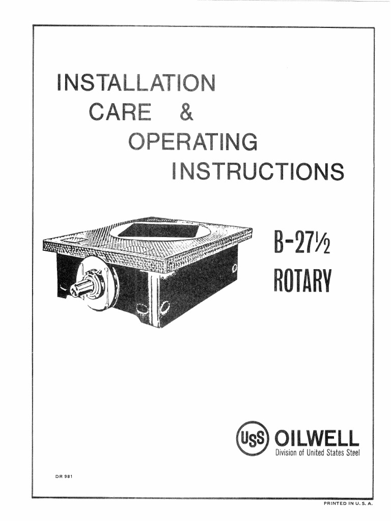 Oilwell B-27.5 Rotary Table C&o | PDF