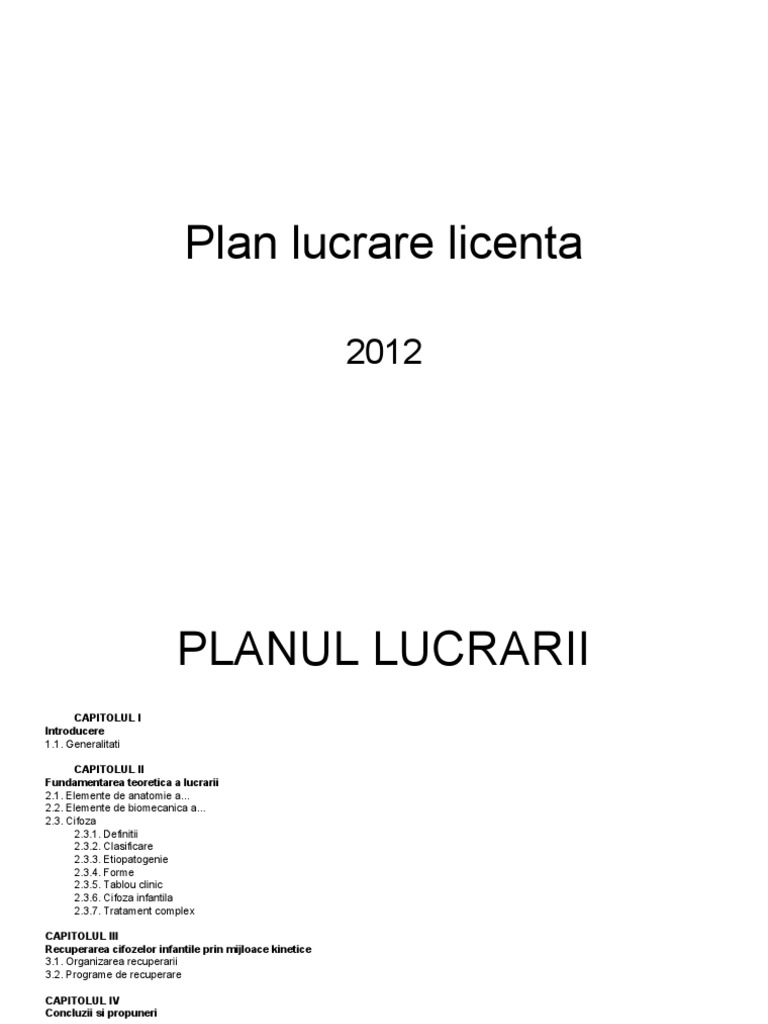 Plan Lucrare Licenta - Model | PDF