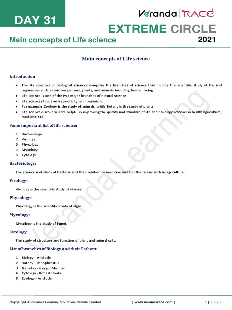 Main Concepts of Life Science | PDF
