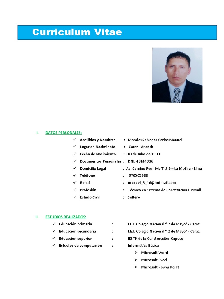CURRICULUM VITAE - Carlos Morales | PDF