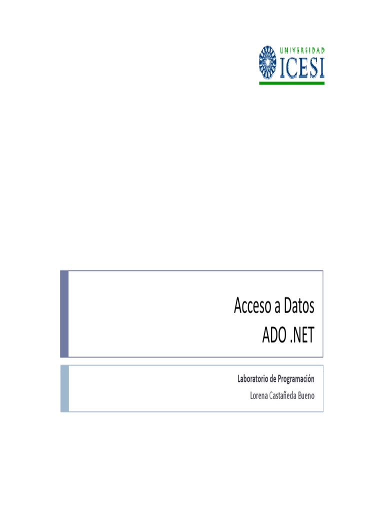 Presentacion Acceso Datos ADO Net | PDF | Active X Data Objects | Datos