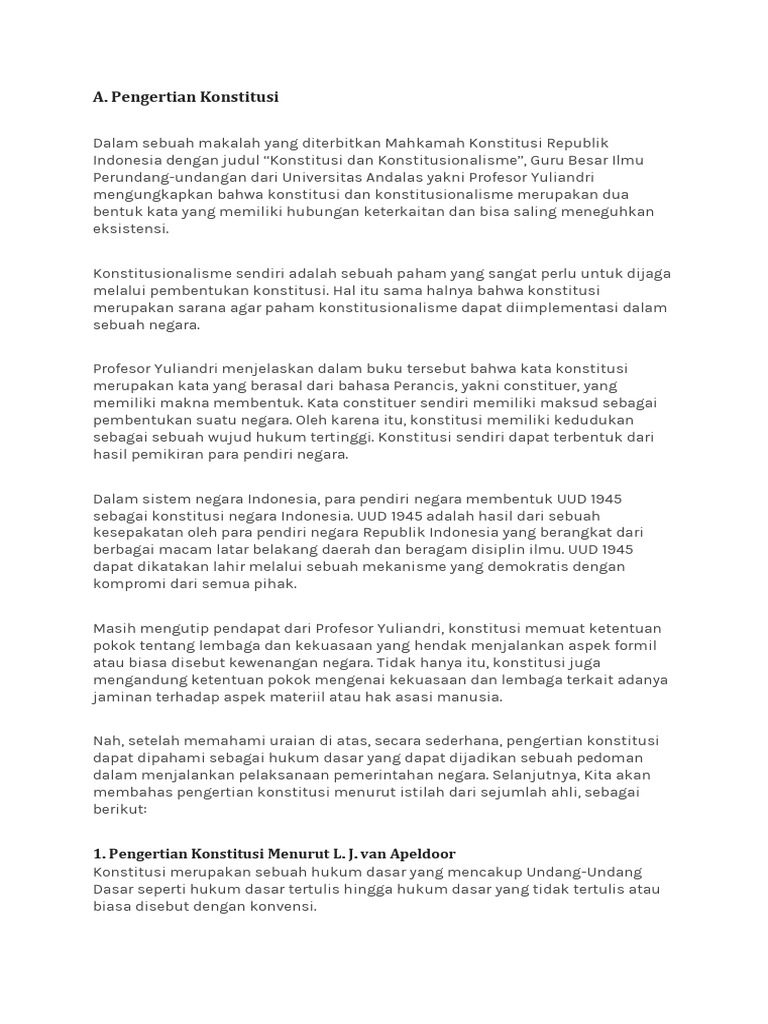 Arti - Fungsi - Tujuan Dan Jenis-Jenis Konstitusi Yang Berlaku Di ...