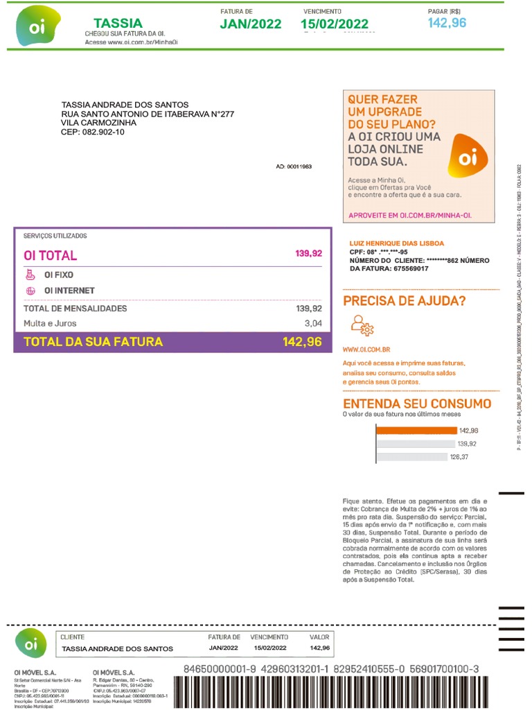 Comprovante Oi | PDF