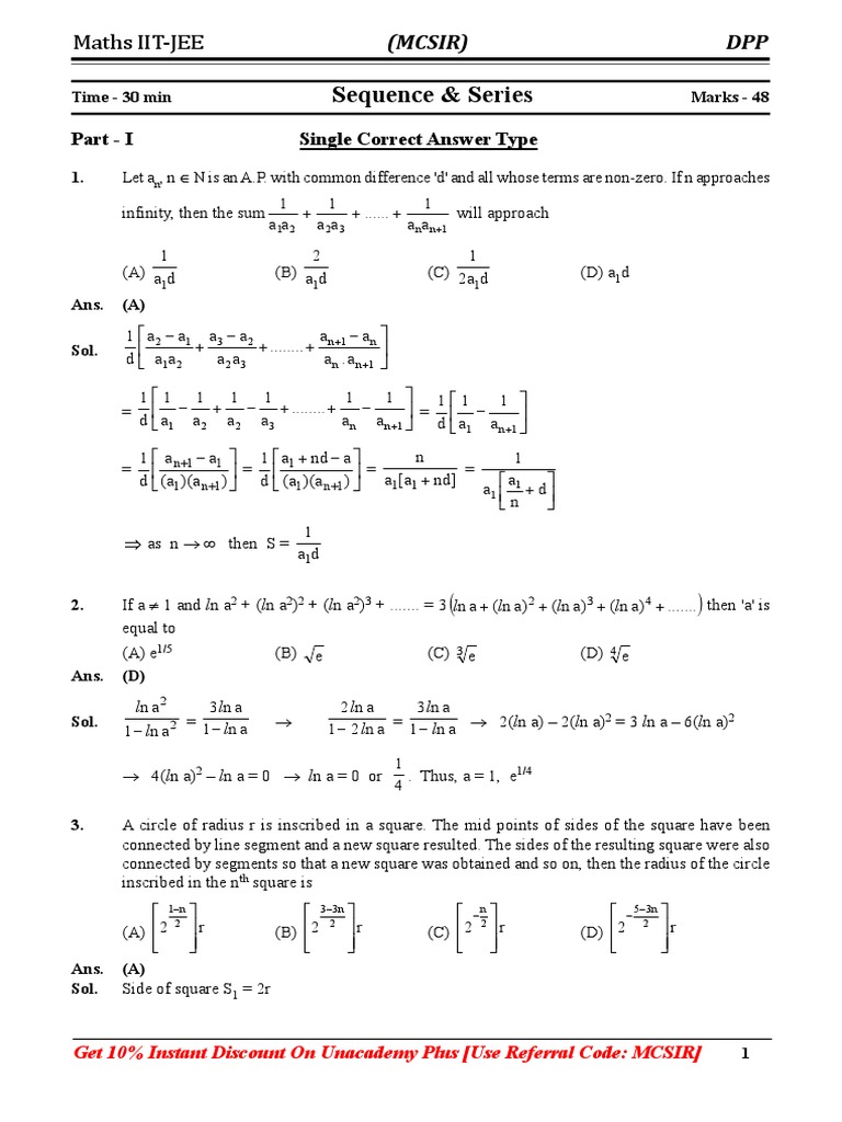 QAS - Sequence & Series - DPP | Download Free PDF | Arithmetic | Numbers QAS - Sequence & Series - DPP | Download Free PDF | Arithmetic | Numbers
