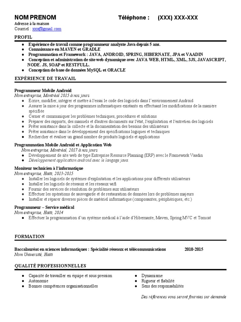 Model CV | PDF | Application | Informatique