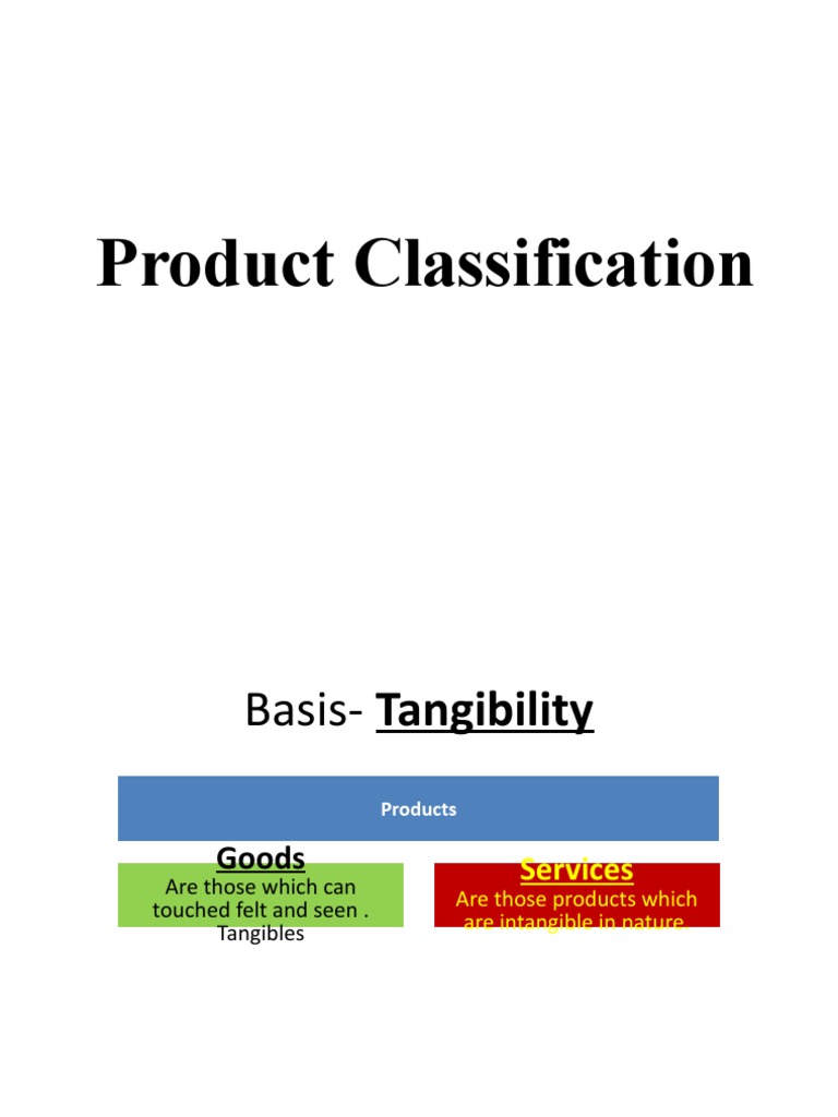 Product Classification | PDF | Final Good | Product (Business)