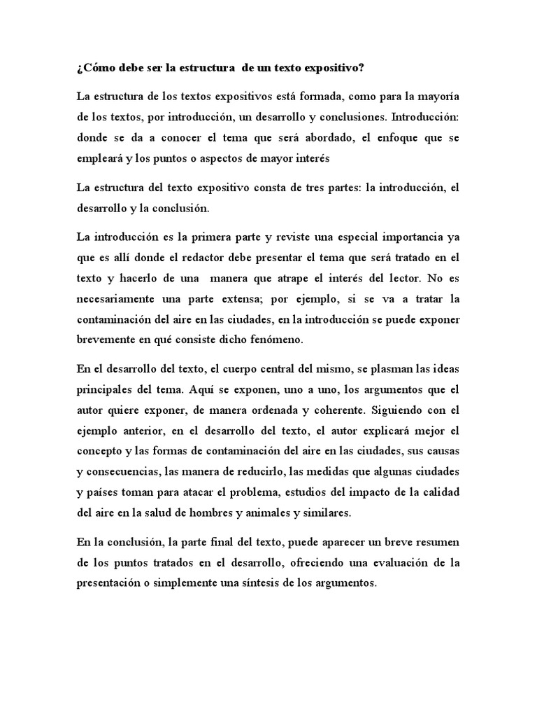 Cómo Debe Ser La Estructura de Un Texto Expositivo Carolina | PDF | Arte