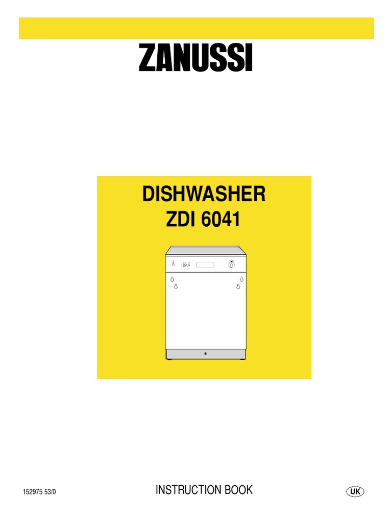 Zanussi Zdi 6041 Manual Do Utilizador | PDF | Dishwasher | Materials