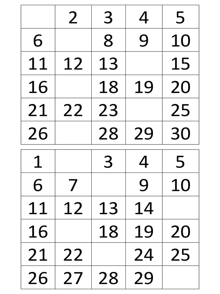 Bingo Hasta El 30 | PDF | Métodos y materiales de enseñanza