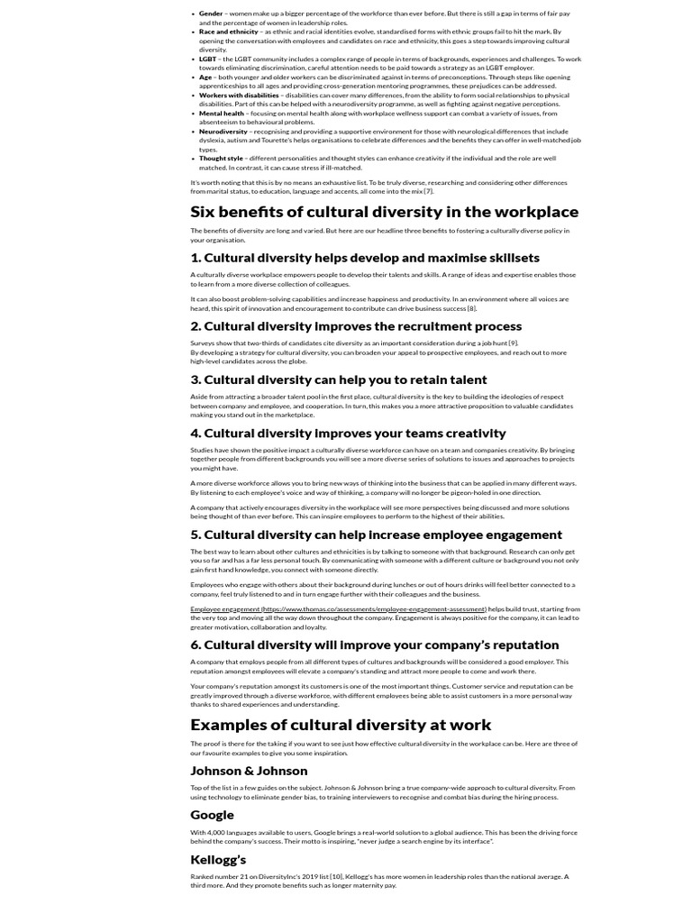 The Importance of Cultural Diversity in The Workplace - Thomas ...