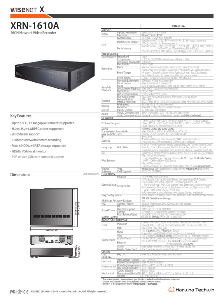 Xrn-1610a Specifications 190920 | PDF | Computer Network | Internet ...