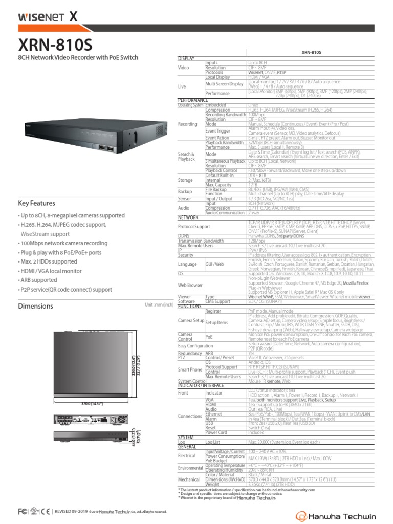 Xrn-810S: 8Ch Network Video Recorder With Poe Switch | PDF | Internet Protocols | Computer Network