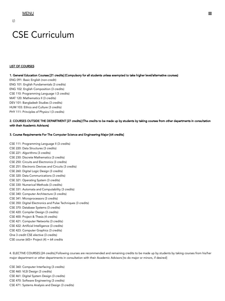 CSE Curriculum - Brac University | PDF | Computer Programming ...