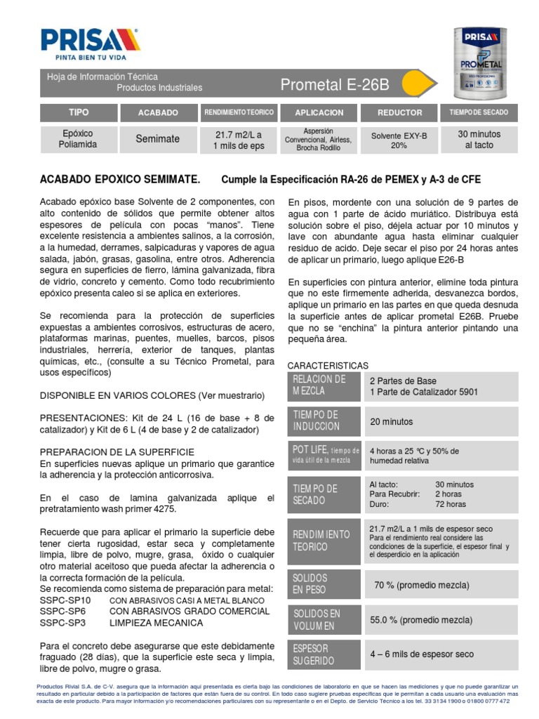 2 PRISA 59XX Prometal E26B 0518 | PDF | Pintar | Hormigón