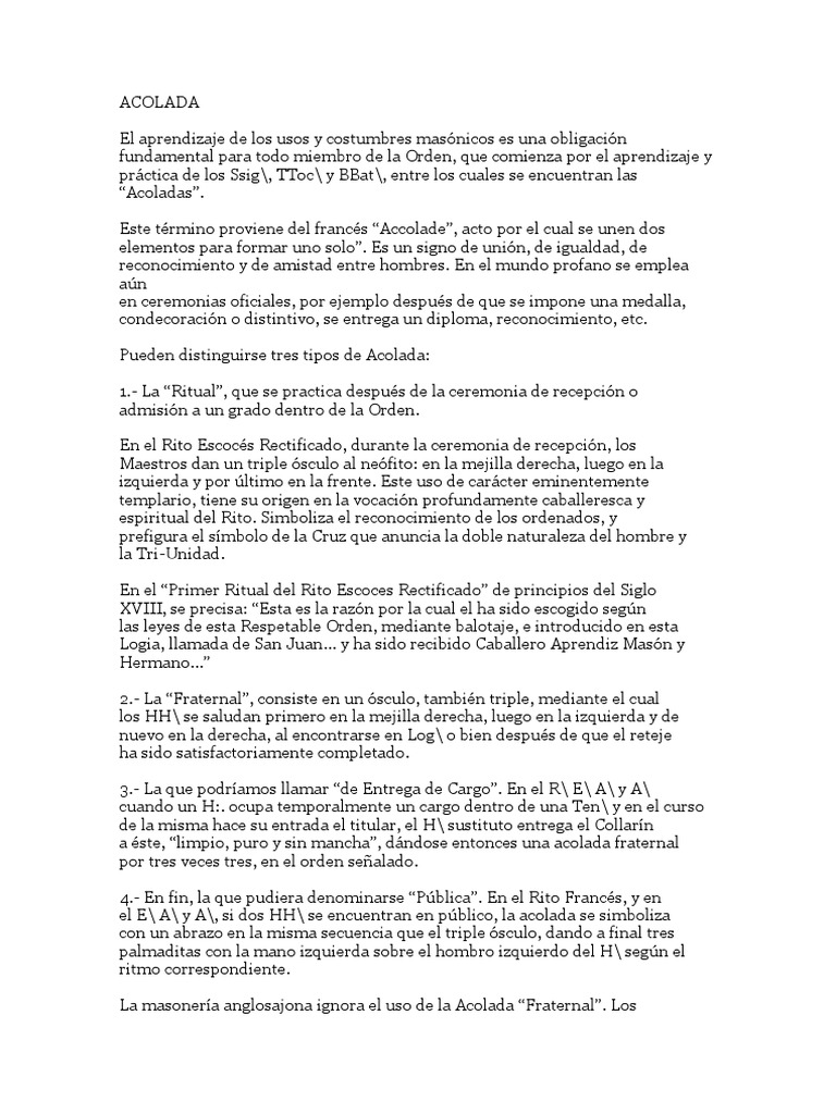 ACOLADA | PDF | Masonería