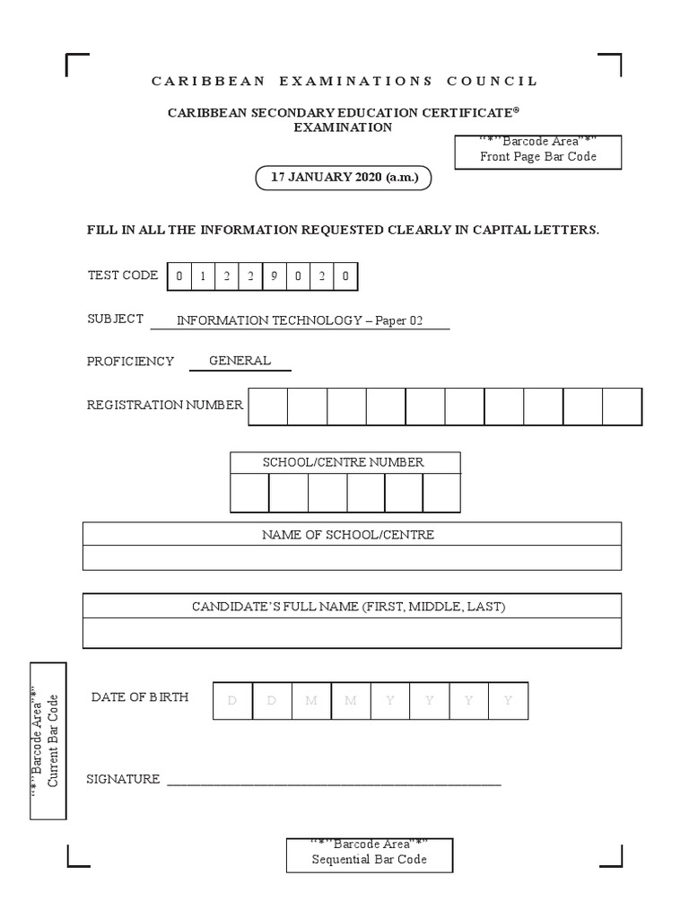 Csec It p2 Jan 2020 | PDF