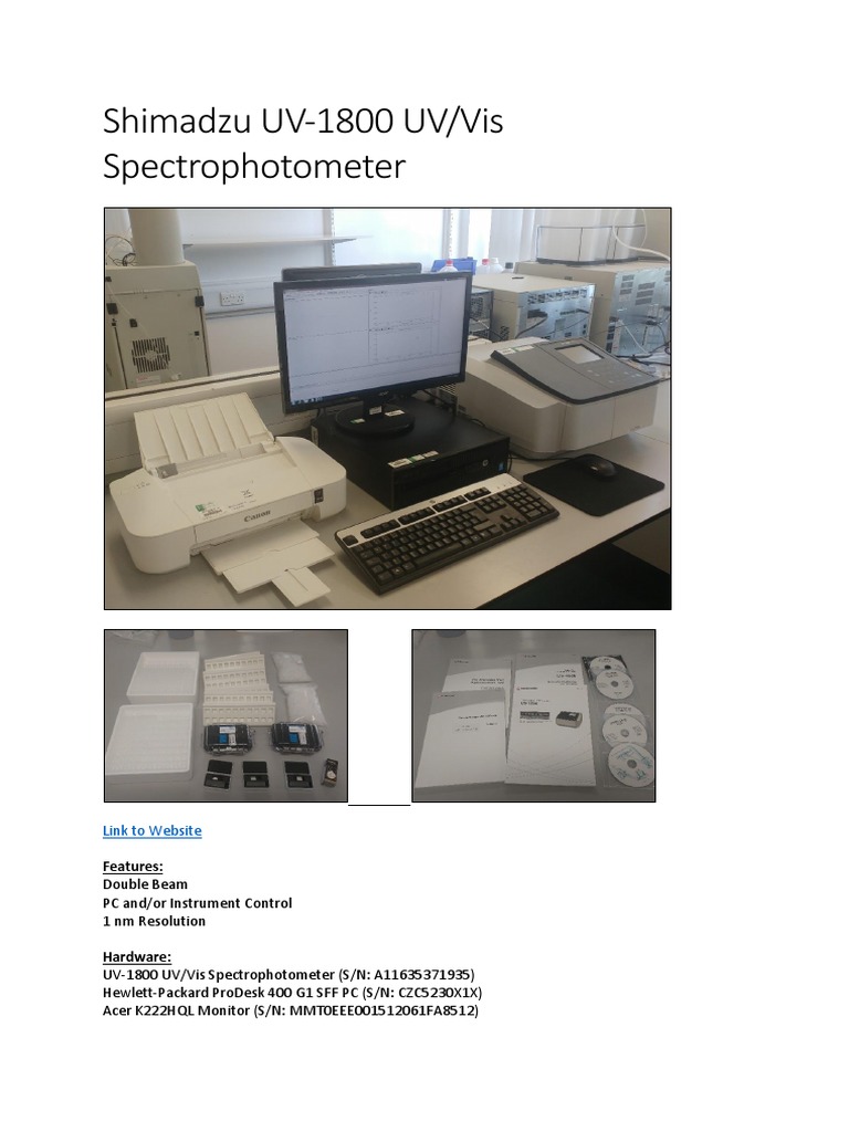 Shimadzu UV-1800 Spectrophotometer Details | PDF | Computers ...