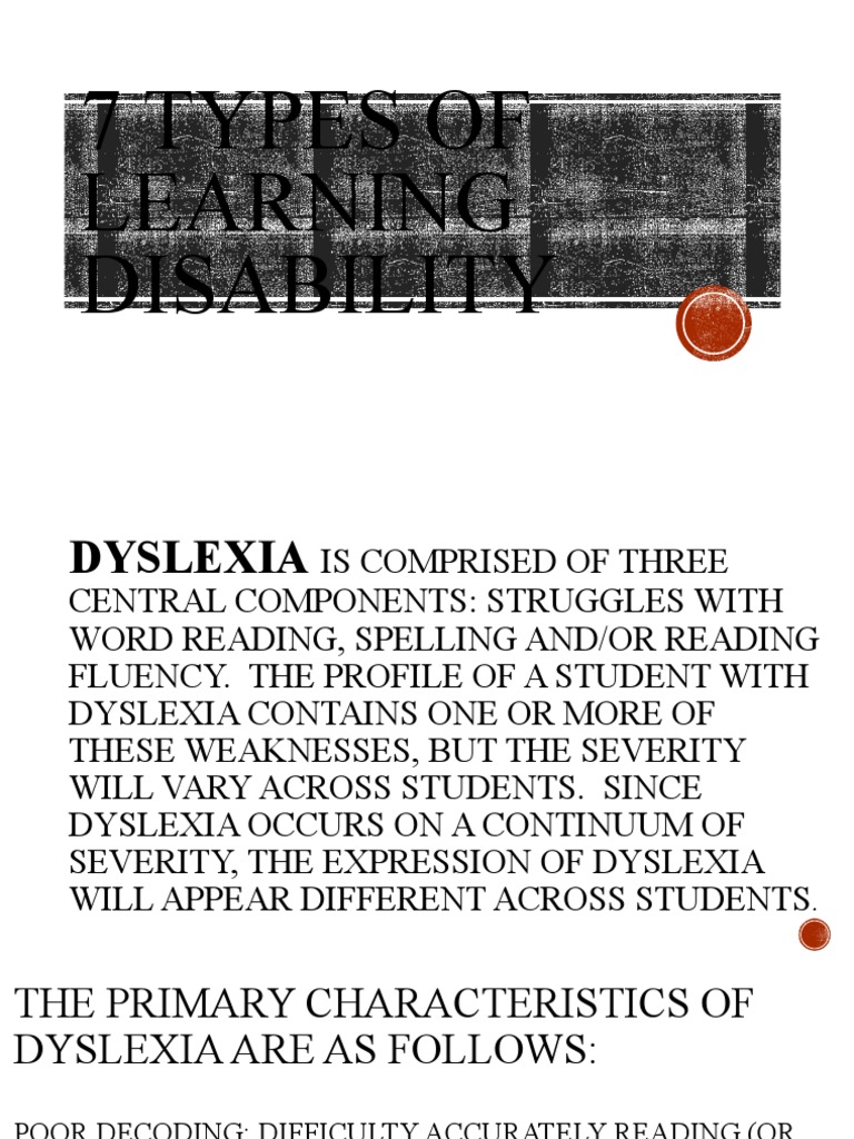 7 Types of Learning Disability | PDF | Dyslexia | Learning Disability