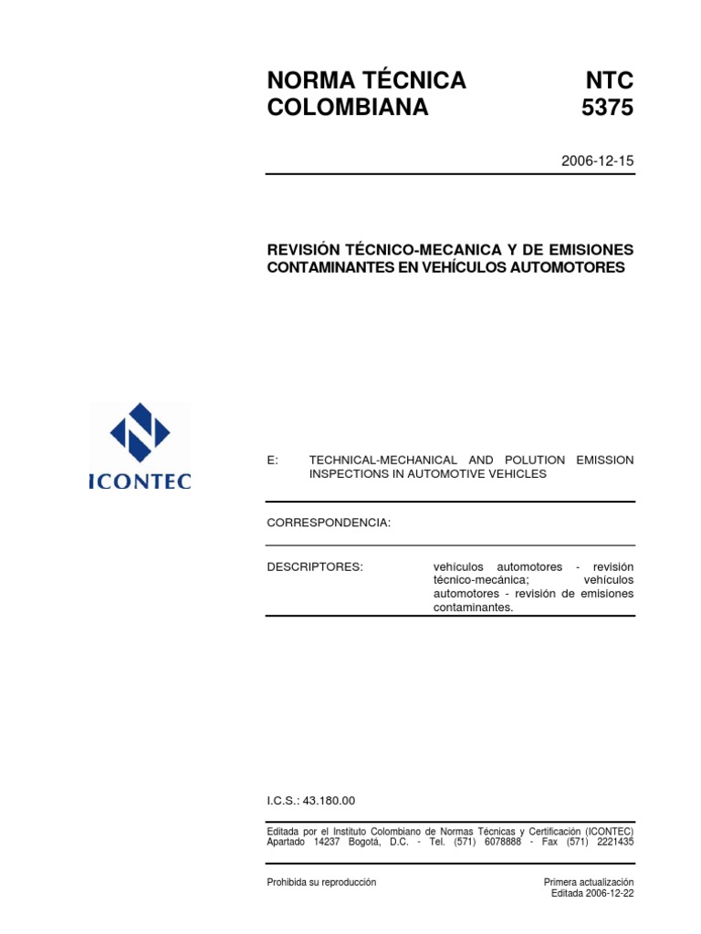 NTC 5375 - Rev Tec Mecánica y de Gases - 1a Actualizacion - Unblked ...